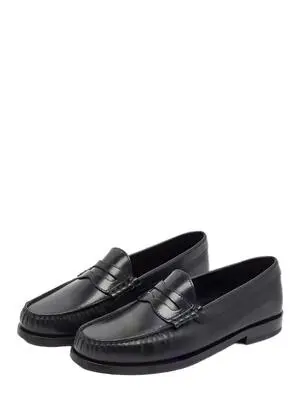 Celine Slip-on Leather Loafers With Penny Strap - Black