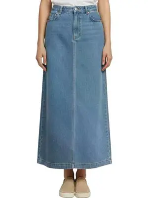 Magda Butrym High-slit Maxi Denim Skirt - Blue