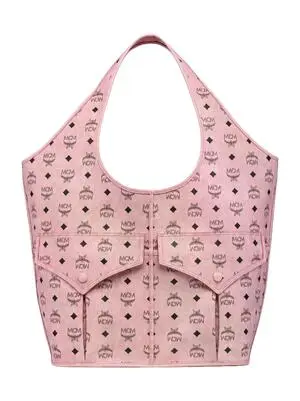 Mcm Visetos Print Tote Bag With Pocket Detail Pink
