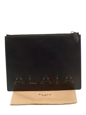 Alaïa Laser-cut Leather Clutch Bag - Black