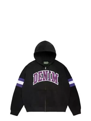 DENIM TEARS Stripe-detail Zip-up Hoodie - Black
