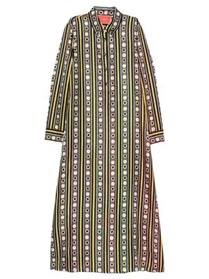 LA DOUBLEJ La DoubleJ Printed Silk Maxi Shirt Dress