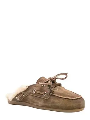 POSA Suede Shearling-lined Mules - Brown