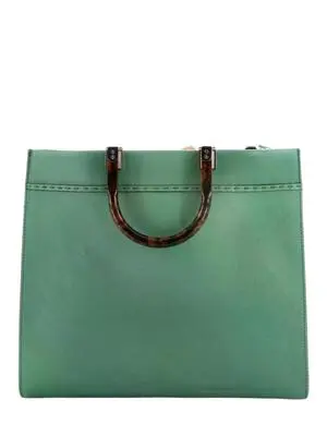 Fendi Fendi Sunshine Shopper Leather Medium Tote Bag Green