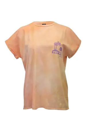 Balmain Tie-dye Logo Print Cotton T-shirt - Orange