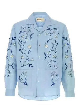 BAZISZT Embroidered Floral Shirt - Blue