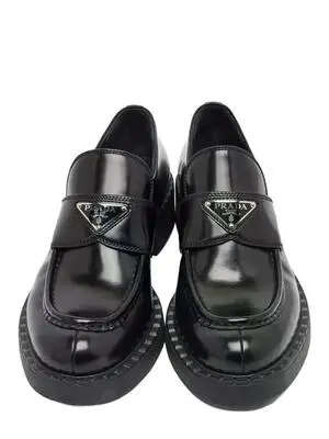 PRADA Prada Triangle Logo Plaque Penny Loafers