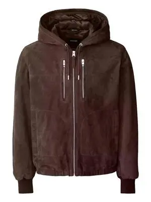 Mackage Sylas Suede Hooded Jacket - Brown