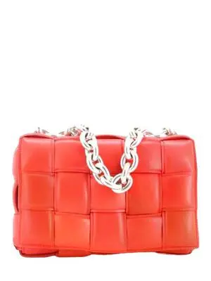 Bottega Veneta Bottega Veneta Cassette Chain Padded Maxi Intrecciato Leather Crossbody Bag Red