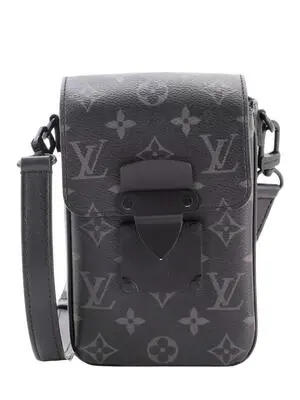 LOUIS VUITTON Monogram Eclipse Canvas Lock Vertical Wallet Crossbody Bag - Black