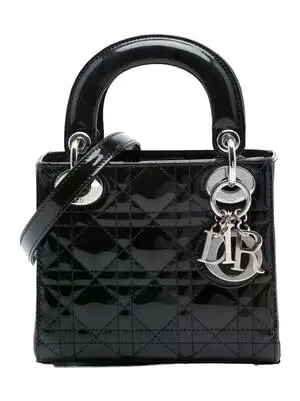 Dior 2013 Mini Patent Cannage Lady Dior Satchel Black