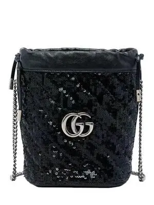 Gucci Small Gg Marmont Sequin Bucket Bag - Black