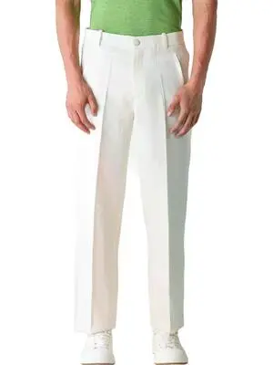 GOD'S TRUE CASHMERE Ivory Linen Wide Leg Trousers With Moonstone Embellishment - Neutrals