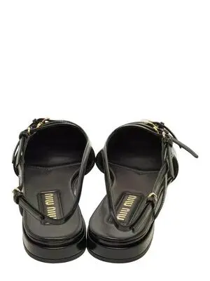 Miu Miu Miu Miu Black Leather Buckle-Detail Slingback Pumps Black
