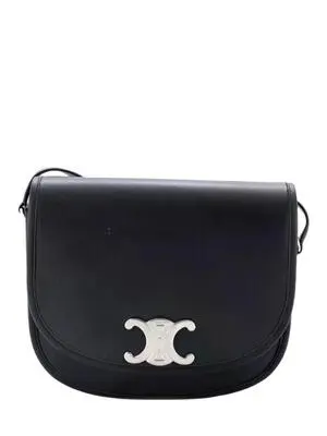 Celine Celine Besace Triomphe Shoulder Bag Leather Medium Crossbody Bag Black