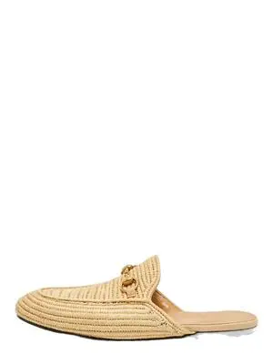 Gucci Princetown Horsebit Raffia Mules - Neutrals