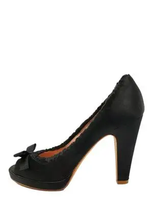 Marc Jacobs Satin Bow Peep-toe Pumps - Black