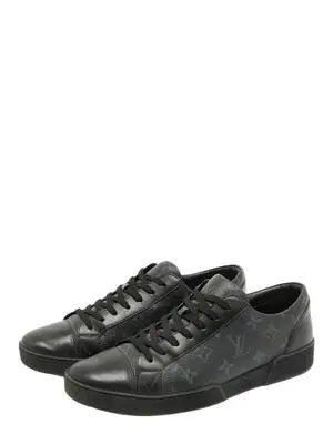 LOUIS VUITTON Monogram Canvas & Leather Sneakers - Black