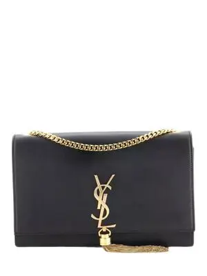 Saint Laurent Classic Monogram Tassel Leather Medium Crossbody Bag - Black