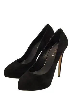 LE SILLA Le Silla Black Suede Almond Toe Platform Stiletto Pumps