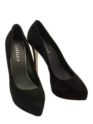 LE SILLA Suede Almond Toe Platform Stiletto Pumps - Black