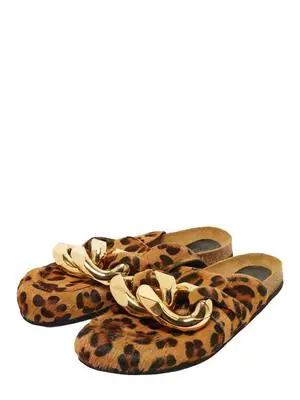 JW Anderson Leopard-print Chain-link Mules - Brown
