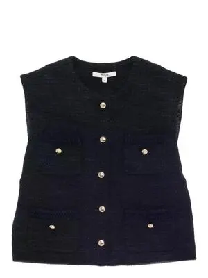 MAJE Maje Sleeveless Tweed Vest With Gold-Tone Hardware