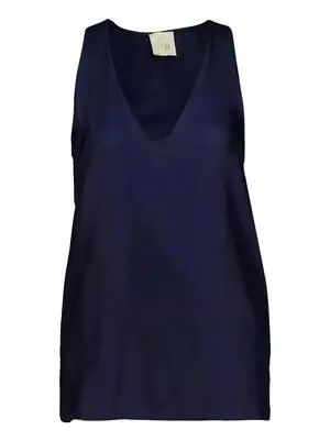PAULA PAULA V-Neck Silk Tank Top