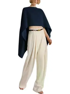 Alberta Ferretti Draped Asymmetric Cape - Blue
