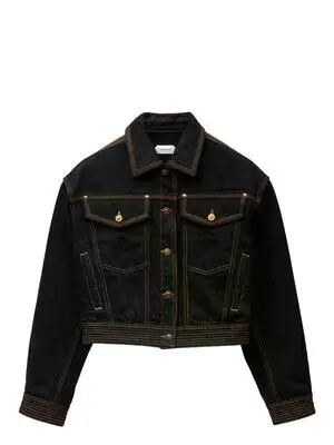 Versace Denim Blouson Jacket With Medusa Buttons - Black