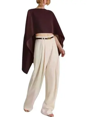 Alberta Ferretti Draped Asymmetric Cape - Neutrals
