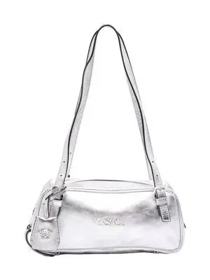 Versace Versace Metallic Leather Shoulder Bag Silver