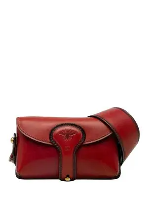 Dior Christian Dior Mini Leather D Bee Saddle Bag Red