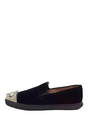 Miu Miu Miu Miu Black Velvet Crystal Embellished Loafers Black