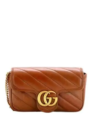 Gucci Gg Marmont Diagonal Quilted Leather Mini Bag - Brown