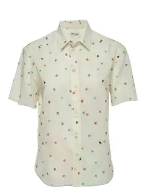 Saint Laurent Short Sleeve Printed Shirt - Neutrals