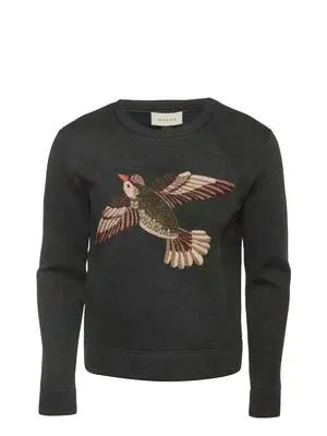 Gucci Embroidered-bird Sweatshirt - Grey