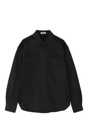 Undercover Ribbed-panel Chest-pocket Shirt - Black