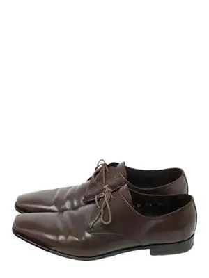 Prada Leather Lace-up Derby Shoes - Brown