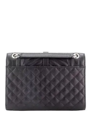 Saint Laurent Monogram Envelope Satchel Mixed Matelasse Leather Medium Shoulder Bag - Black