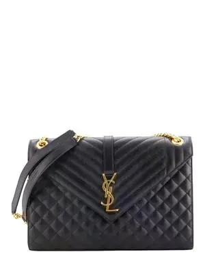 Saint Laurent Classic Monogram Envelope Satchel Shoulder Bag - Black
