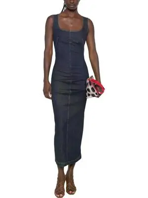 Sportmax Denim Square Neck Dress - Blue