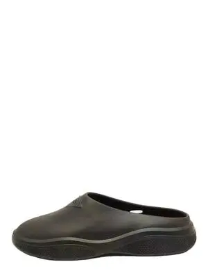Prada Rubber Triangle Logo Slides - Black