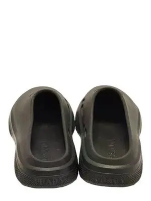 Prada Rubber Triangle Logo Slides - Black