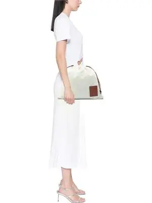 Loewe Anagram Terry Cloth Drawstring Pouch Clutch Bag - Neutrals