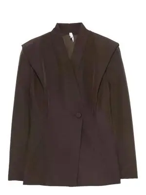 Imperial Padded Shoulder Single-breasted Jacket - Brown