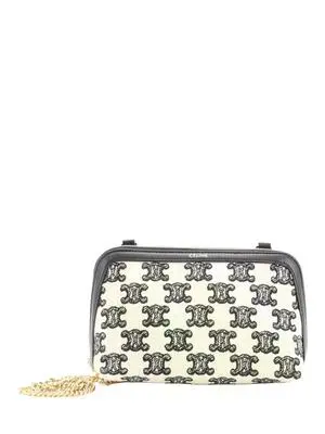 Celine Zip Around Chain Triomphe Canvas Clutch Bag - Blue