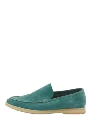 Loro Piana Summer Walk Suede Loafers - Green