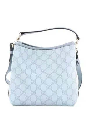 Gucci Gg Emblem Gg Coated Canvas Small Bucket Bag - Blue
