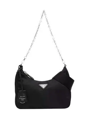 Prada 2019-2026 Saffiano Trimmed Re Nylon Re Edition 2005 Satchel - Black